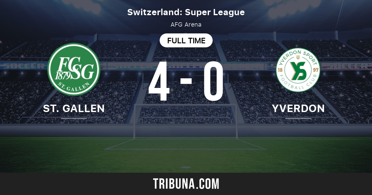 St. Gallen vs FC Yverdon-Sport: estadísticas del enfrentamiento directo - 12/3/2023. Tribuna.com