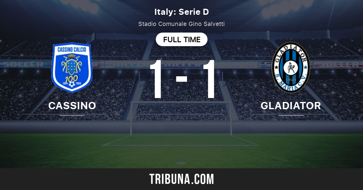 Asd Cassino Calcio 1924 vs Gladiator: Marcador en vivo, Retransmisión y ...